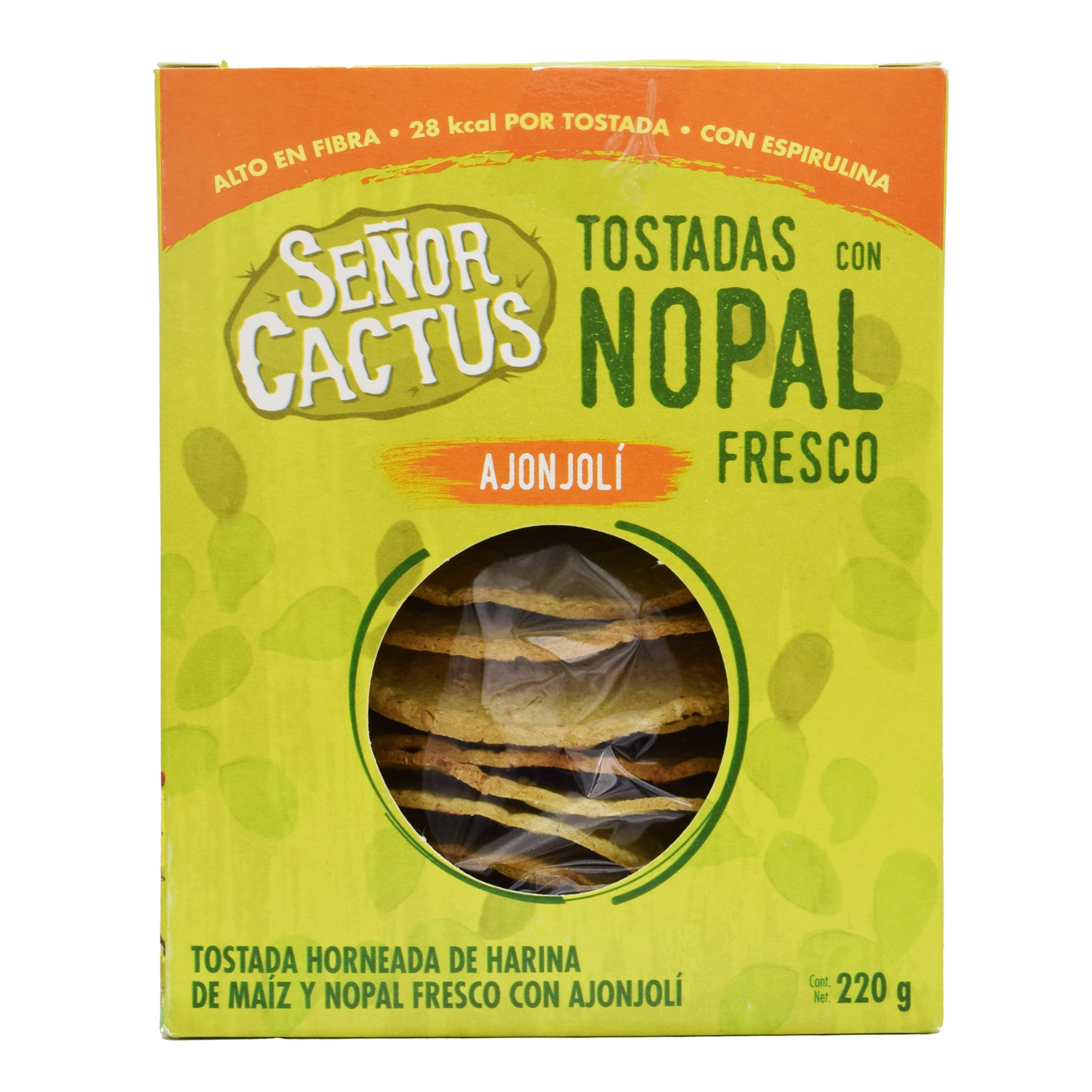 Tostada de nopal con ajonjoli 220 g senor cactus - Súper Naturista