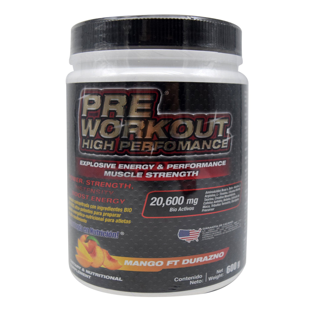 Pre workout mango durazno 600 g f nt - Súper Naturista