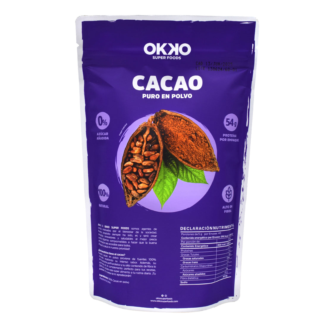 Cacao en polvo 200 g okko - Súper Naturista