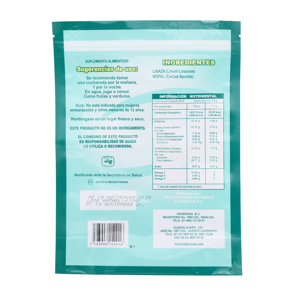 Fibra nopalinaza plus 470 g nopalinaza - Súper Naturista