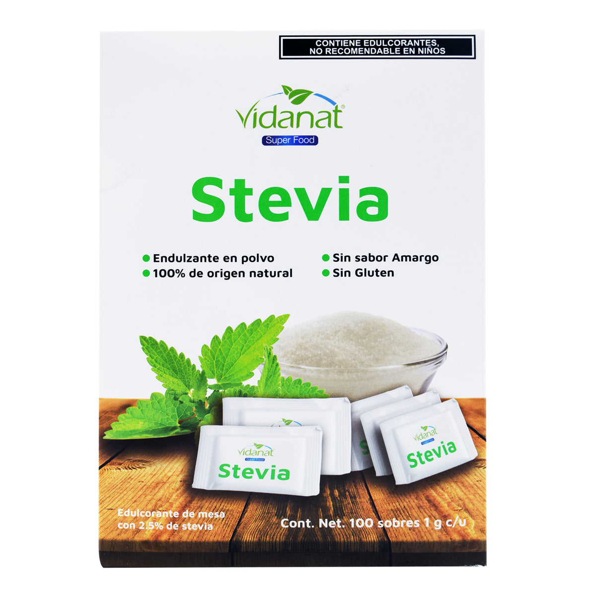 Endulzante stevia 100 sob 1g vidanat alimentos - Súper Naturista